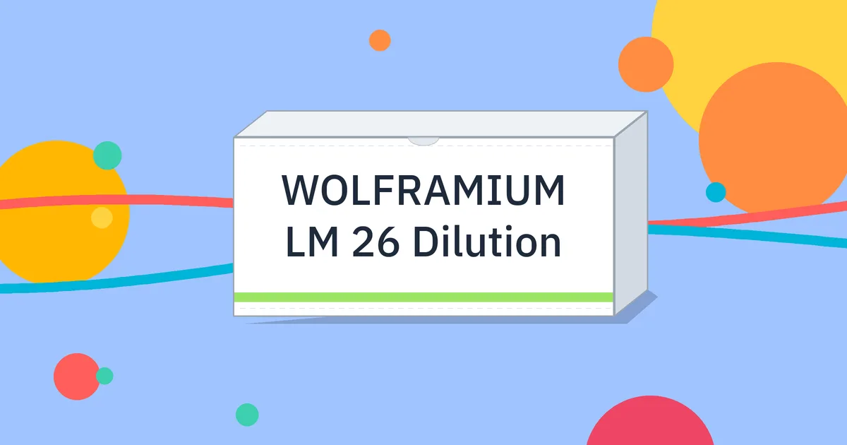 Symbolbild: Packung mit der Aufschrift WOLFRAMIUM LM 26 Dilution (PZN 13280998) – Verfügbarkeit und Bezug in Apotheken in Frankfurt am Main