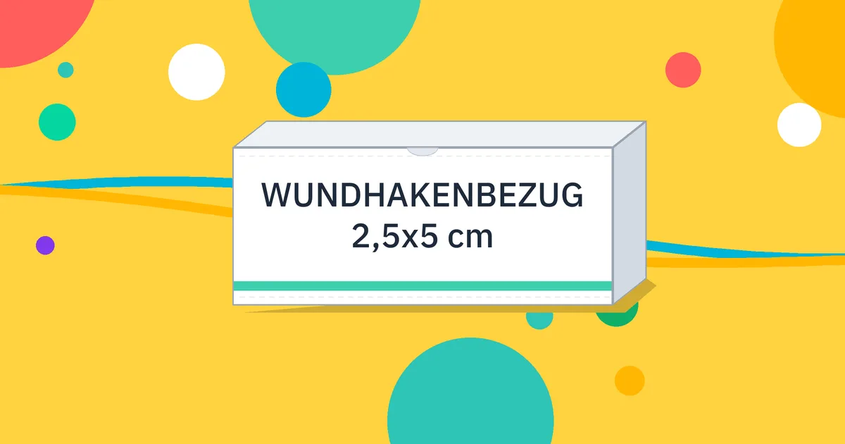 Symbolbild: Packung mit der Aufschrift WUNDHAKENBEZUG 2,5x5 cm (PZN 09154472) – Verfügbarkeit und Bezug in Apotheken in Frankfurt am Main