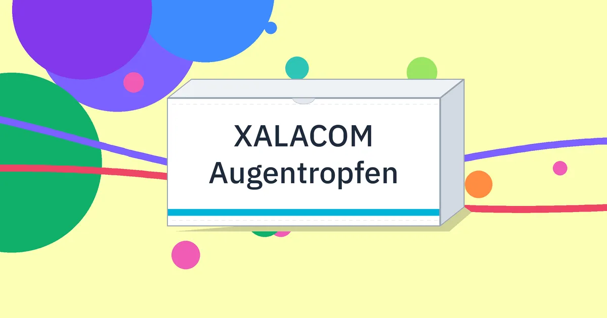 Symbolbild: Packung mit der Aufschrift XALACOM Augentropfen (PZN 02140142) – Verfügbarkeit und Bezug in Apotheken in Frankfurt am Main