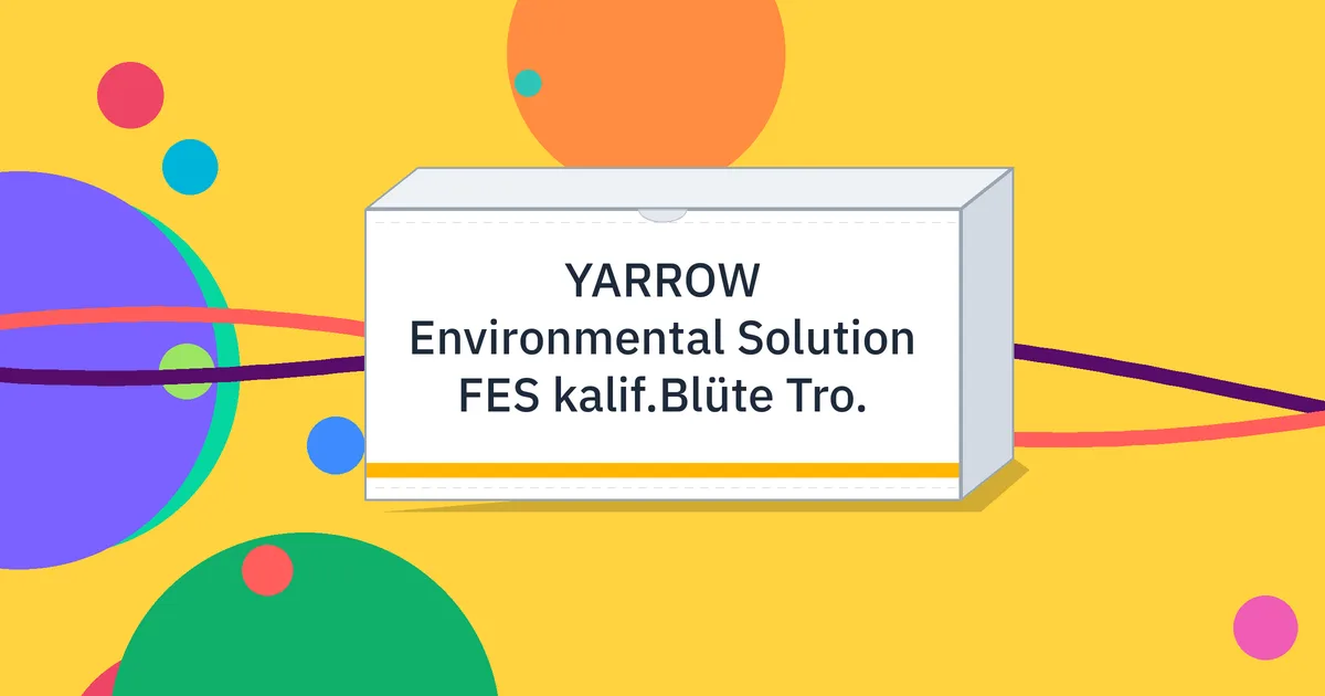 Symbolbild: Packung mit der Aufschrift YARROW Environmental Solution FES kalif.Blüte Tro. (PZN 09174351) – Verfügbarkeit und Bezug in Apotheken in Frankfurt am Main