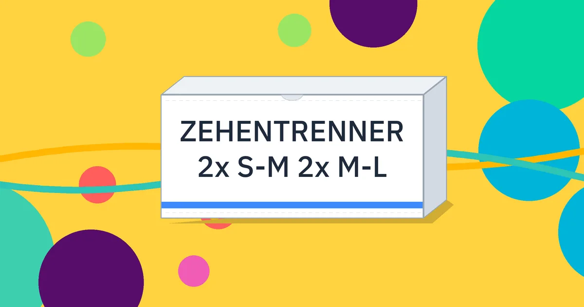 Symbolbild: Packung mit der Aufschrift ZEHENTRENNER 2x S-M 2x M-L (PZN 20421270) – Verfügbarkeit und Bezug in Apotheken in Frankfurt am Main