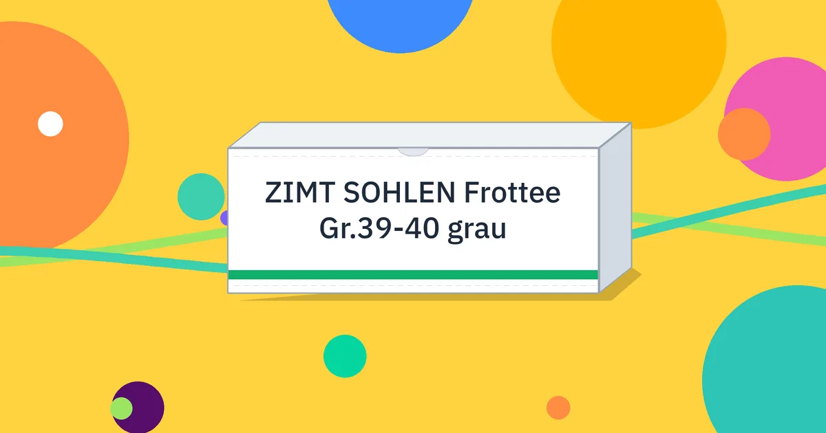 Symbolbild: Packung mit der Aufschrift ZIMT SOHLEN Frottee Gr.39-40 grau (PZN 19265882) – Verfügbarkeit und Bezug in Apotheken in Frankfurt am Main