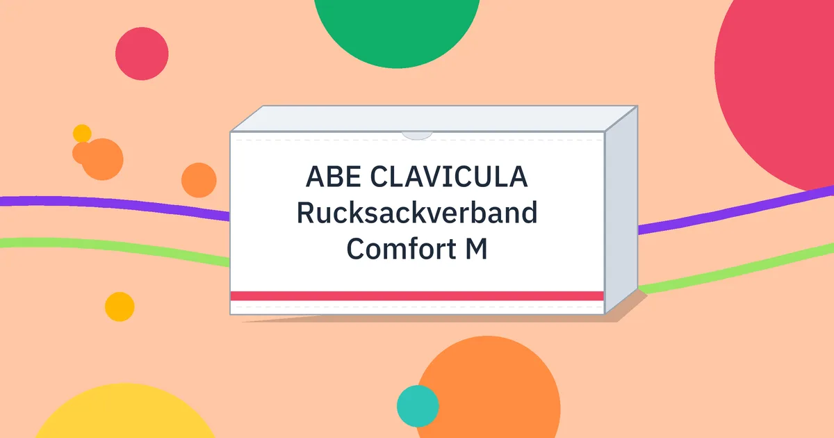 Symbolbild: Packung mit der Aufschrift ABE CLAVICULA Rucksackverband Comfort M (PZN 03757270) – Verfügbarkeit und Bezug in Apotheken in Frankfurt am Main