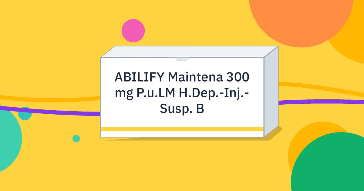 Symbolbild: Packung mit der Aufschrift ABILIFY Maintena 300 mg P.u.LM H.Dep.-Inj.-Susp. B (PZN 11557237) – Verfügbarkeit und Bezug in Apotheken in Frankfurt am Main