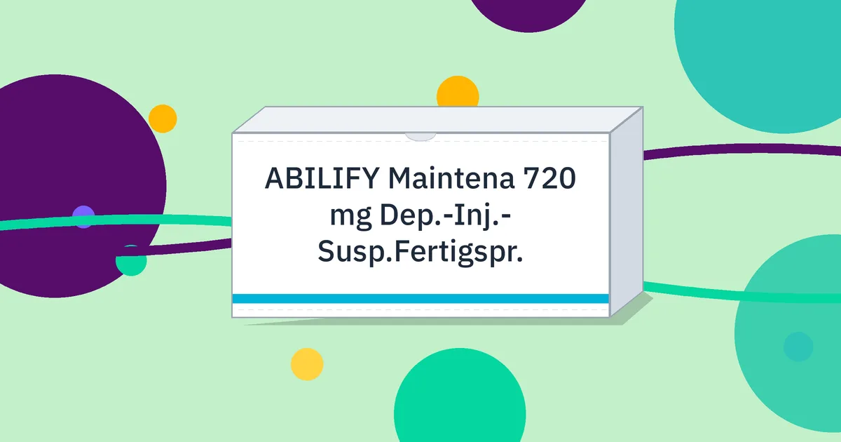 Symbolbild: Packung mit der Aufschrift ABILIFY Maintena 720 mg Dep.-Inj.-Susp.Fertigspr. (PZN 19996410) – Verfügbarkeit und Bezug in Apotheken in Frankfurt am Main