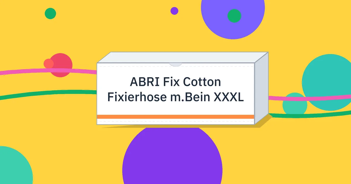 Symbolbild: Packung mit der Aufschrift ABRI Fix Cotton Fixierhose m.Bein XXXL (PZN 12502333) – Verfügbarkeit und Bezug in Apotheken in Frankfurt am Main