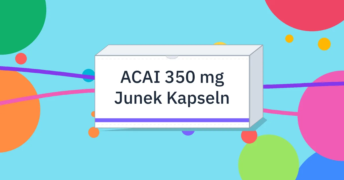 Symbolbild: Packung mit der Aufschrift ACAI 350 mg Junek Kapseln (PZN 10337611) – Verfügbarkeit und Bezug in Apotheken in Frankfurt am Main