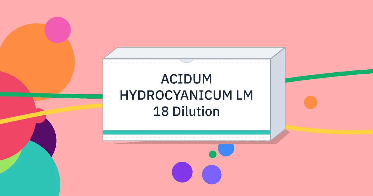 Symbolbild: Packung mit der Aufschrift ACIDUM HYDROCYANICUM LM 18 Dilution (PZN 13278435) – Verfügbarkeit und Bezug in Apotheken in Frankfurt am Main