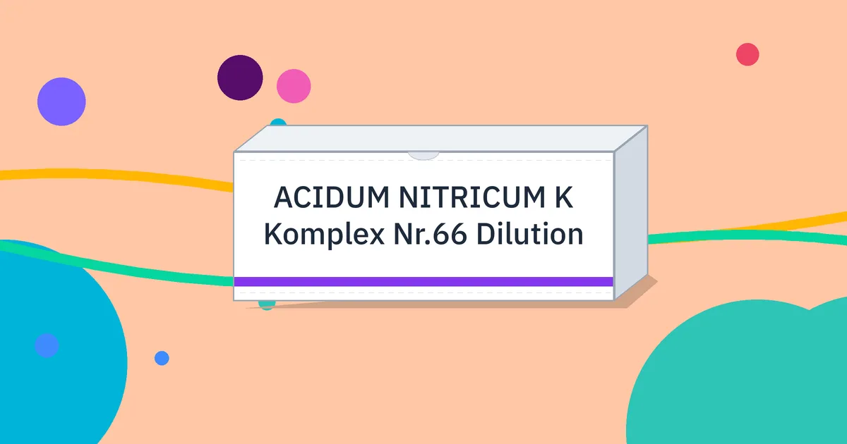 Symbolbild: Packung mit der Aufschrift ACIDUM NITRICUM K Komplex Nr.66 Dilution (PZN 01012904) – Verfügbarkeit und Bezug in Apotheken in Frankfurt am Main