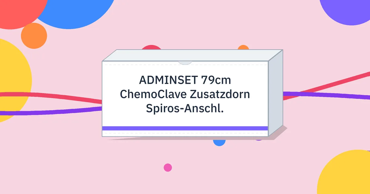 Symbolbild: Packung mit der Aufschrift ADMINSET 79cm ChemoClave Zusatzdorn Spiros-Anschl. (PZN 19443510) – Verfügbarkeit und Bezug in Apotheken in Frankfurt am Main