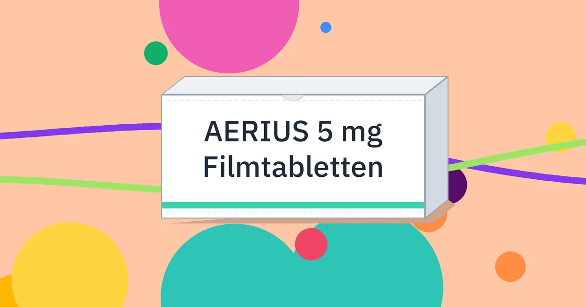 Symbolbild: Packung mit der Aufschrift AERIUS 5 mg Filmtabletten (PZN 16850166) – Verfügbarkeit und Bezug in Apotheken in Frankfurt am Main
