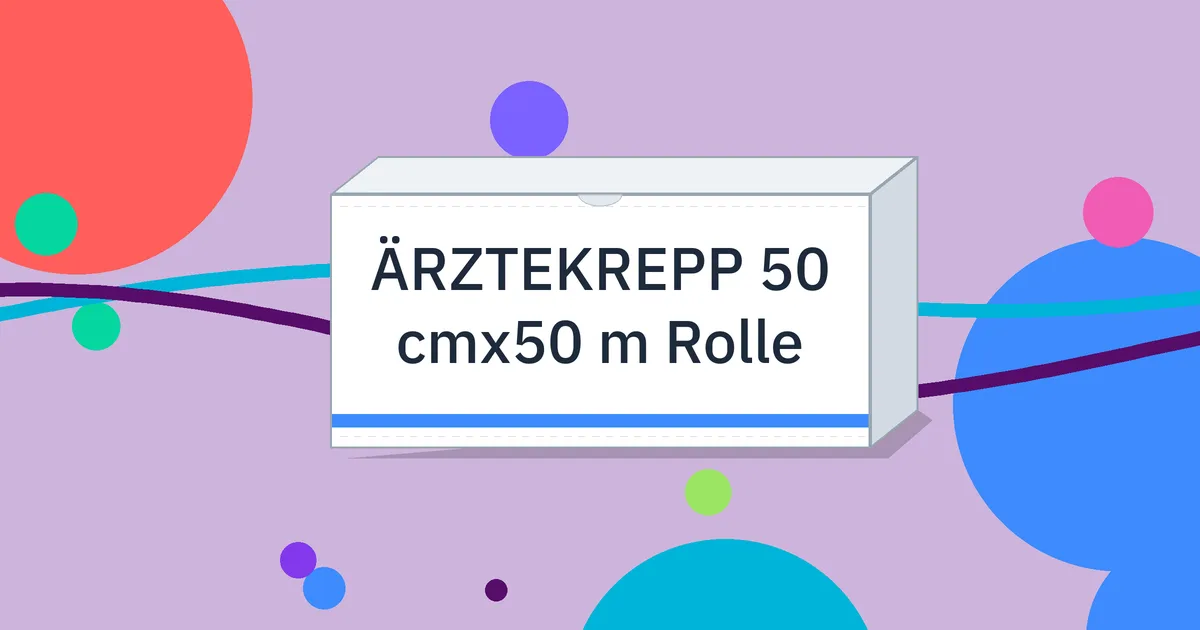 Symbolbild: Packung mit der Aufschrift ÄRZTEKREPP 50 cmx50 m Rolle (PZN 01646483) – Verfügbarkeit und Bezug in Apotheken in Frankfurt am Main