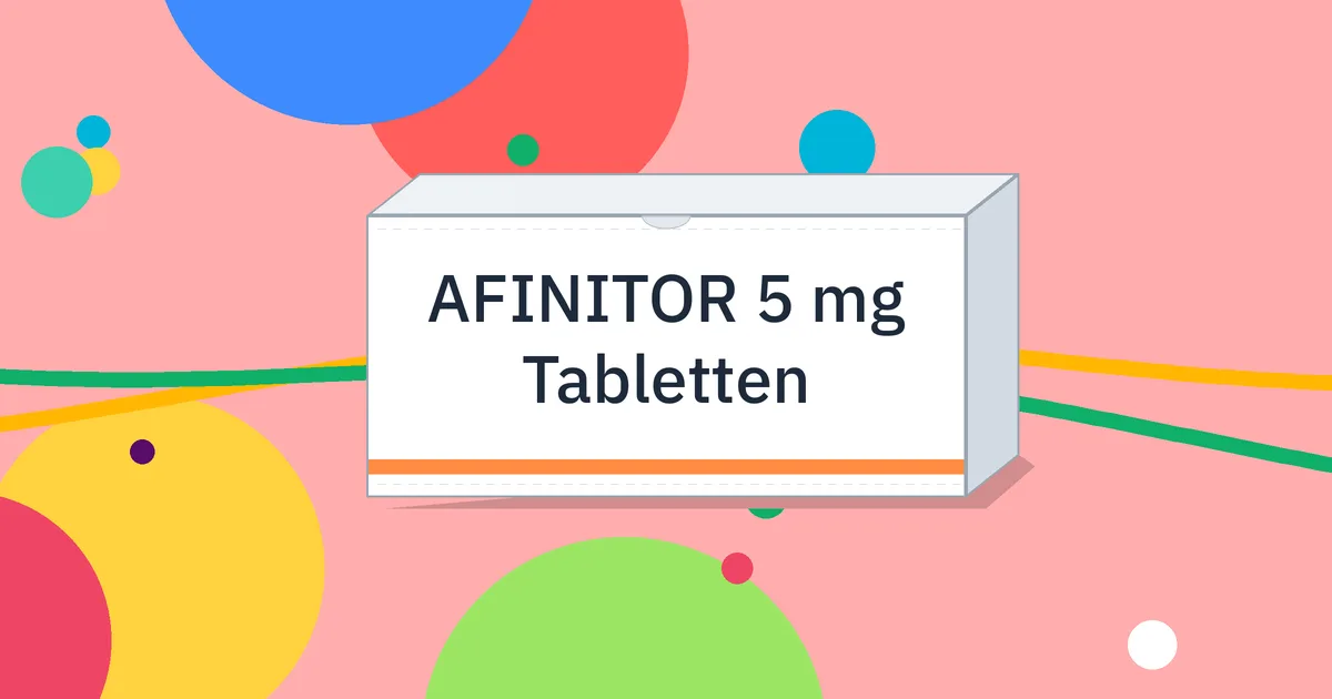 Symbolbild: Packung mit der Aufschrift AFINITOR 5 mg Tabletten (PZN 16605136) – Verfügbarkeit und Bezug in Apotheken in Frankfurt am Main