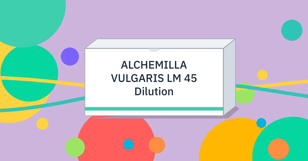 Symbolbild: Packung mit der Aufschrift ALCHEMILLA VULGARIS LM 45 Dilution (PZN 13309029) – Verfügbarkeit und Bezug in Apotheken in Frankfurt am Main