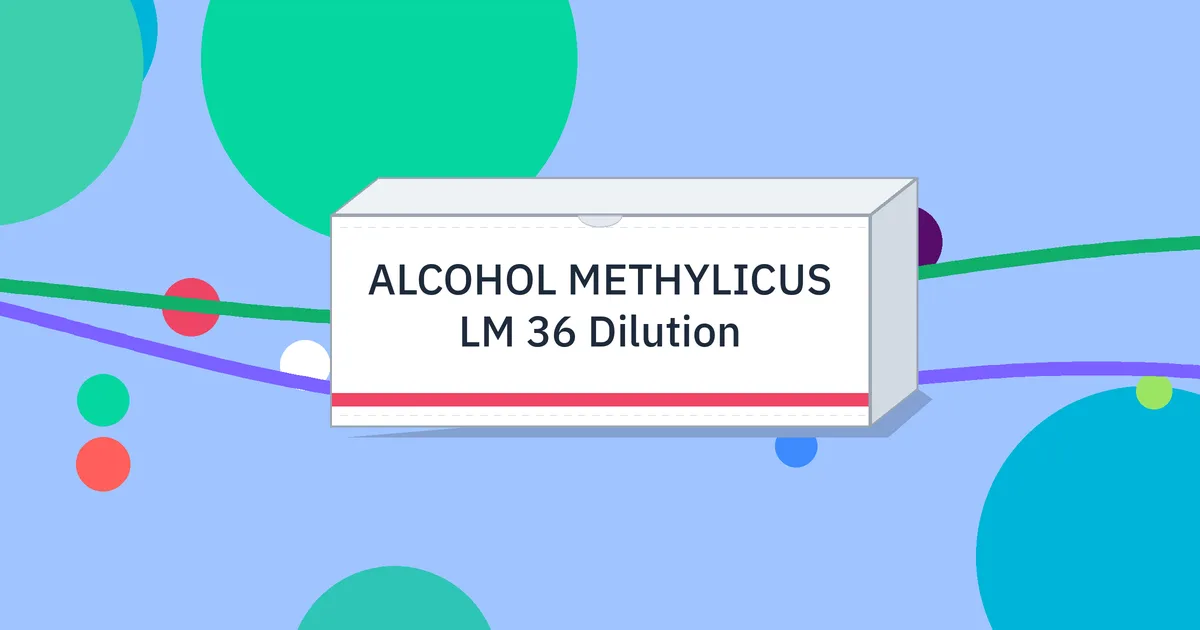 Symbolbild: Packung mit der Aufschrift ALCOHOL METHYLICUS LM 36 Dilution (PZN 13309443) – Verfügbarkeit und Bezug in Apotheken in Frankfurt am Main