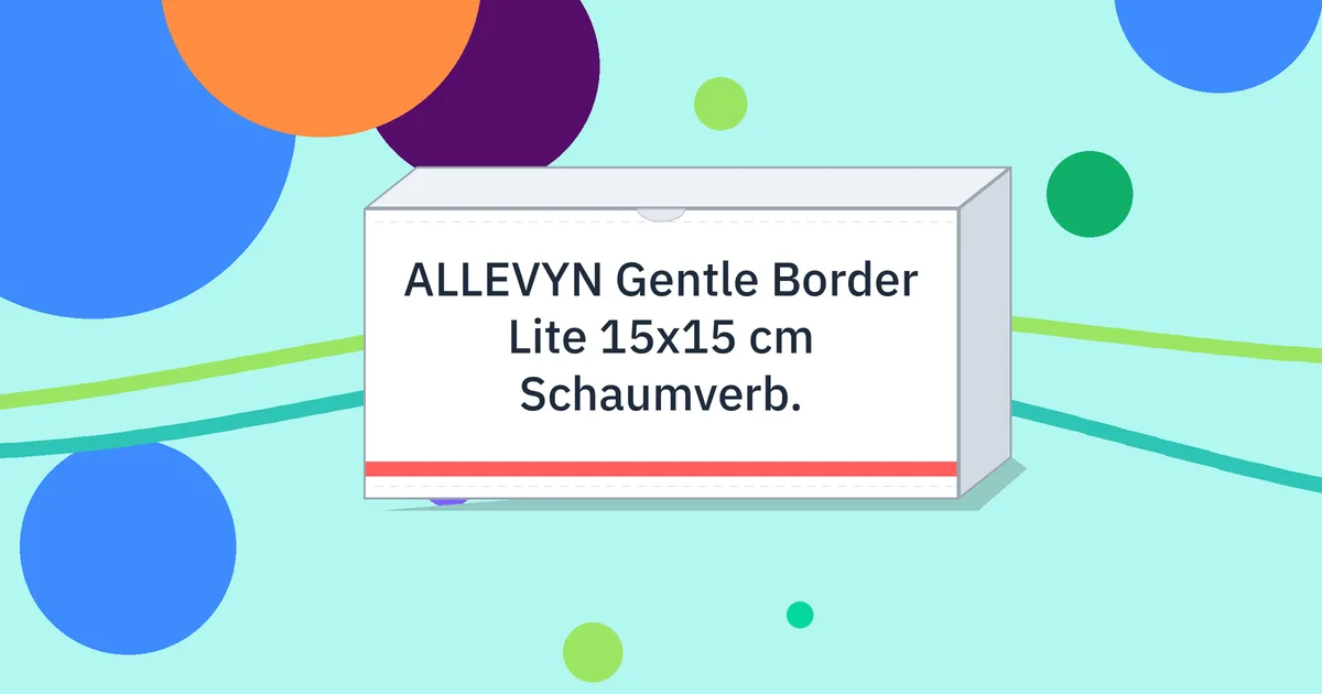 Symbolbild: Packung mit der Aufschrift ALLEVYN Gentle Border Lite 15x15 cm Schaumverb. (PZN 14329330) – Verfügbarkeit und Bezug in Apotheken in Frankfurt am Main