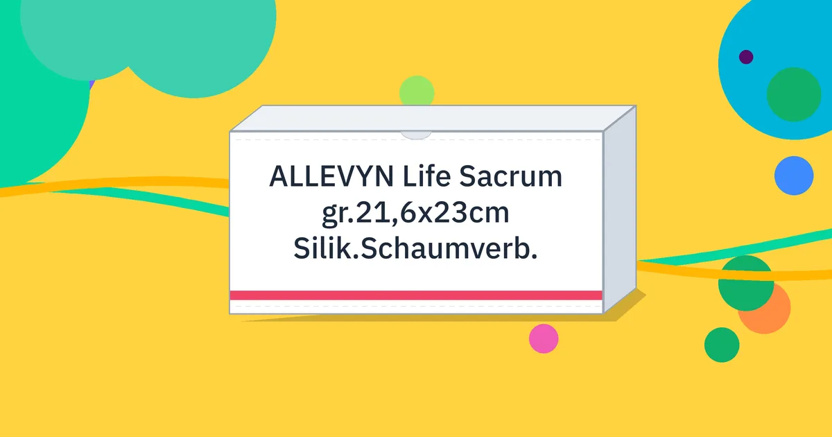 Symbolbild: Packung mit der Aufschrift ALLEVYN Life Sacrum gr.21,6x23cm Silik.Schaumverb. (PZN 18034488) – Verfügbarkeit und Bezug in Apotheken in Frankfurt am Main