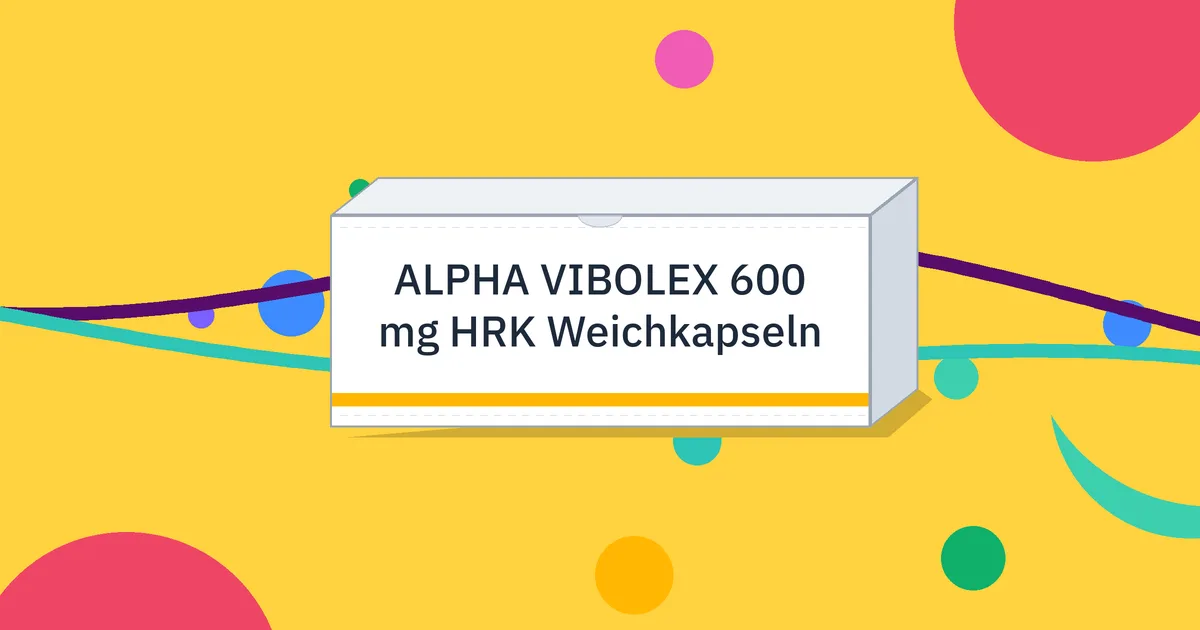 Symbolbild: Packung mit der Aufschrift ALPHA VIBOLEX 600 mg HRK Weichkapseln (PZN 00410471) – Verfügbarkeit und Bezug in Apotheken in Frankfurt am Main