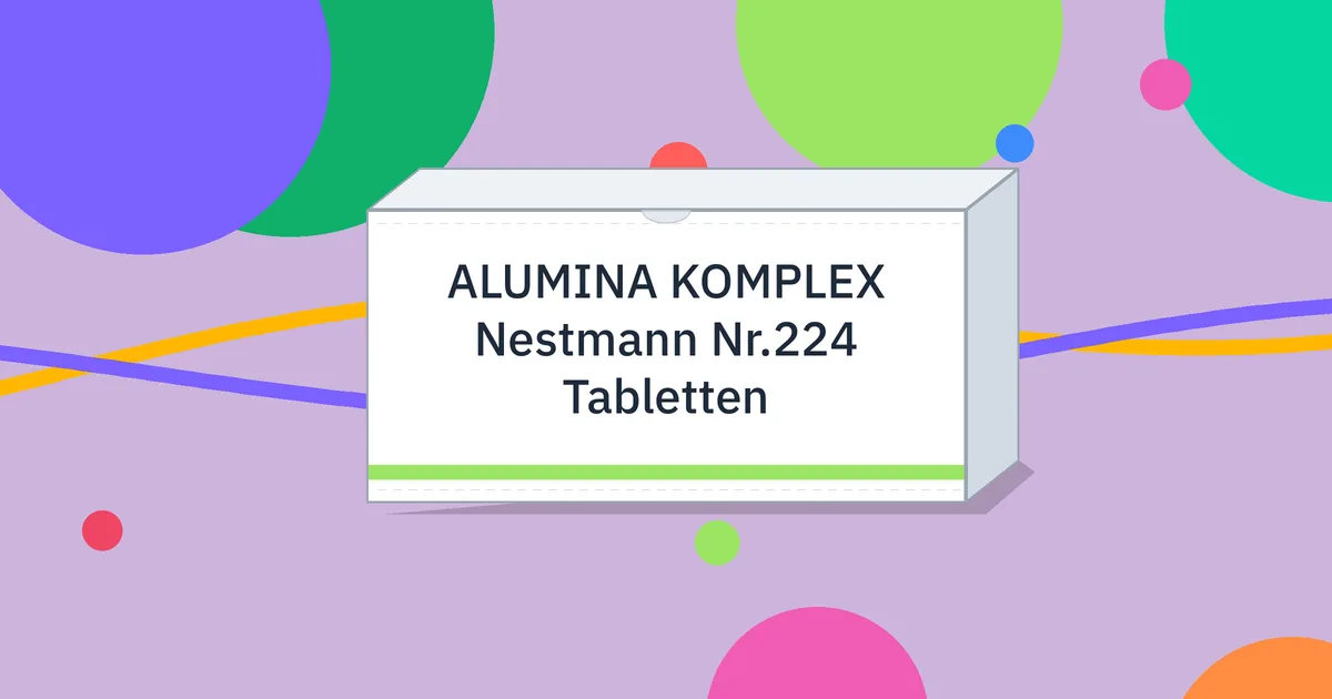 Symbolbild: Packung mit der Aufschrift ALUMINA KOMPLEX Nestmann Nr.224 Tabletten (PZN 00033264) – Verfügbarkeit und Bezug in Apotheken in Frankfurt am Main