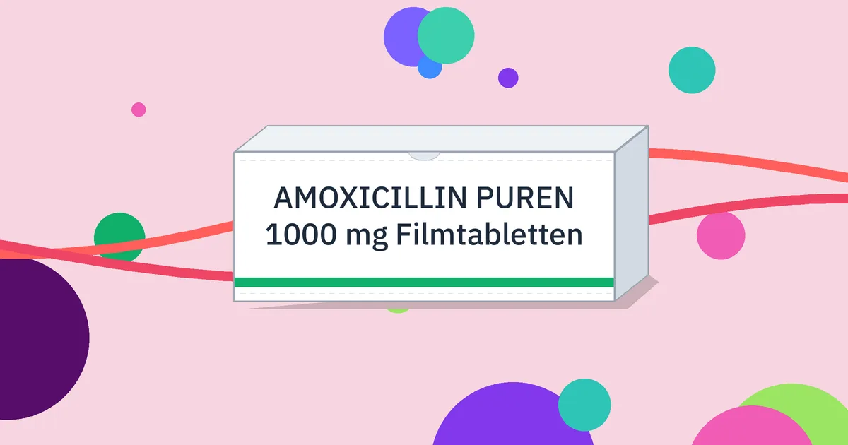 Symbolbild: Packung mit der Aufschrift AMOXICILLIN PUREN 1000 mg Filmtabletten (PZN 17604274) – Verfügbarkeit und Bezug in Apotheken in Frankfurt am Main