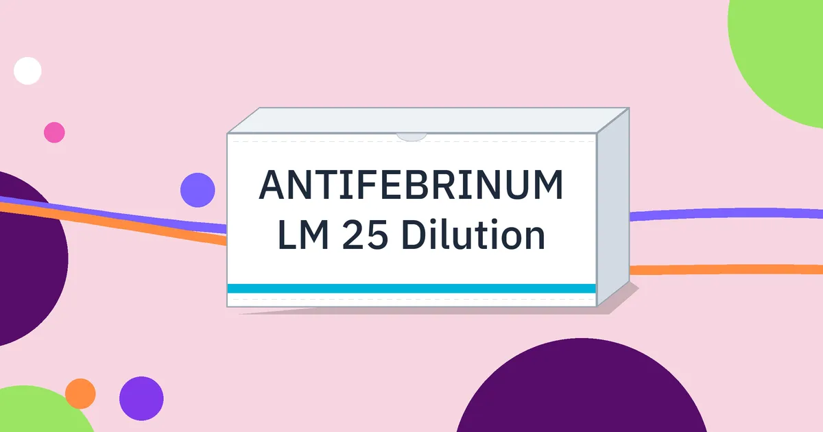 Symbolbild: Packung mit der Aufschrift ANTIFEBRINUM LM 25 Dilution (PZN 13371867) – Verfügbarkeit und Bezug in Apotheken in Frankfurt am Main