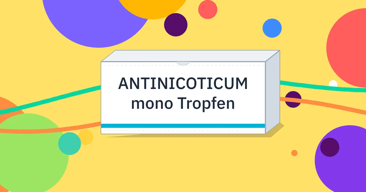 Symbolbild: Packung mit der Aufschrift ANTINICOTICUM mono Tropfen (PZN 04317337) – Verfügbarkeit und Bezug in Apotheken in Frankfurt am Main