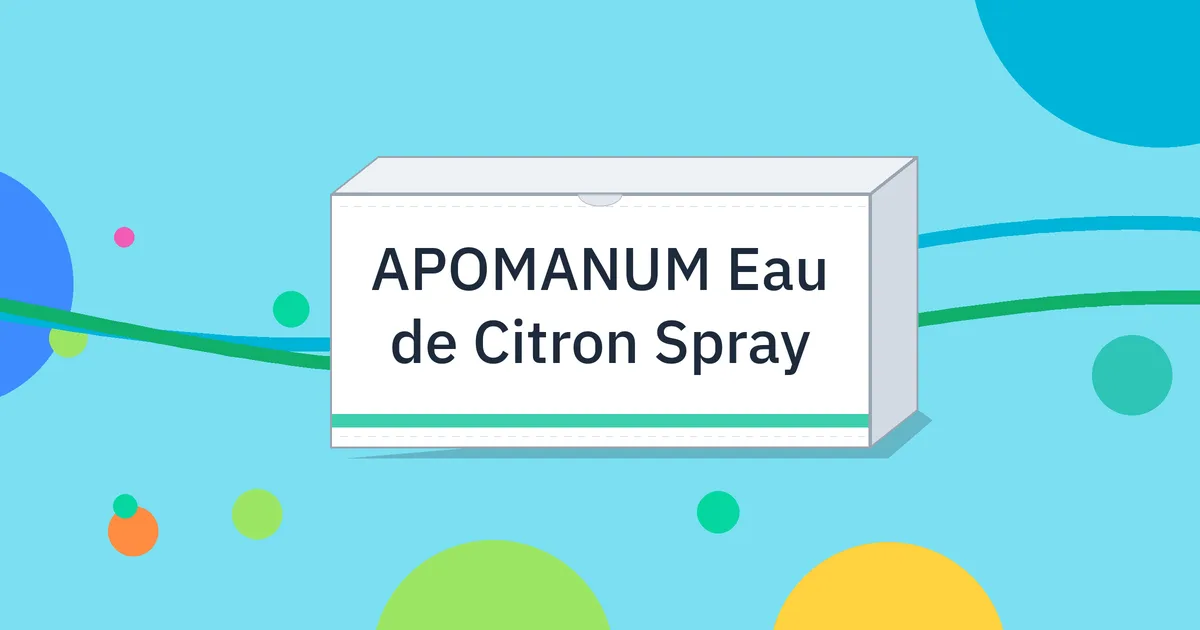 Symbolbild: Packung mit der Aufschrift APOMANUM Eau de Citron Spray (PZN 09644816) – Verfügbarkeit und Bezug in Apotheken in Frankfurt am Main
