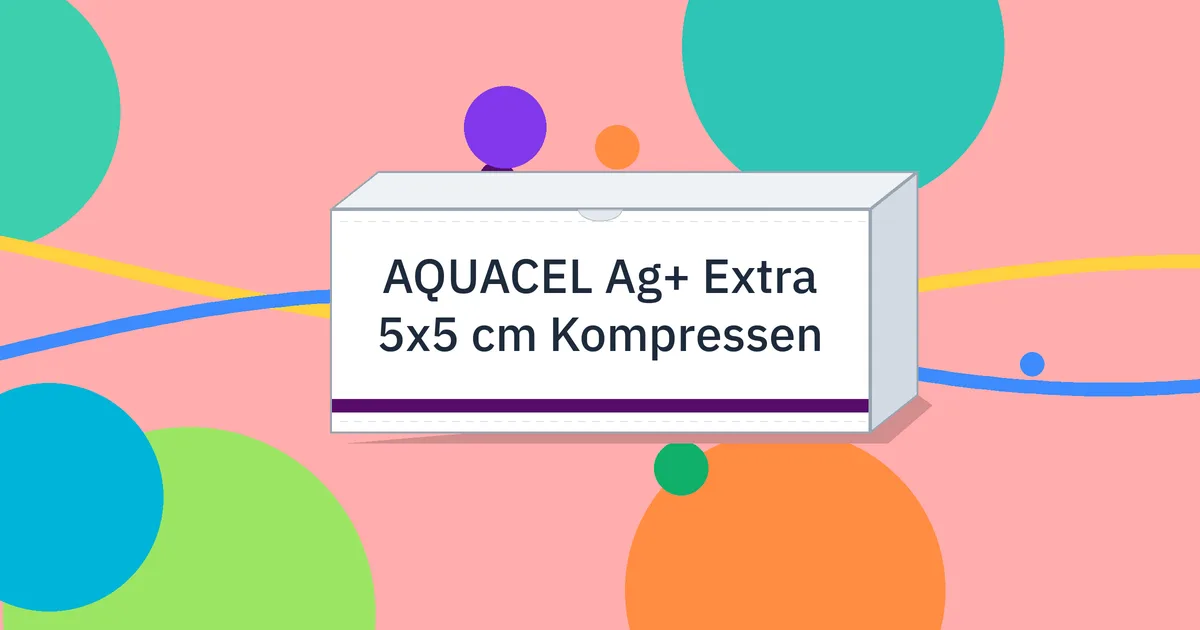 Symbolbild: Packung mit der Aufschrift AQUACEL Ag+ Extra 5x5 cm Kompressen (PZN 18808300) – Verfügbarkeit und Bezug in Apotheken in Frankfurt am Main