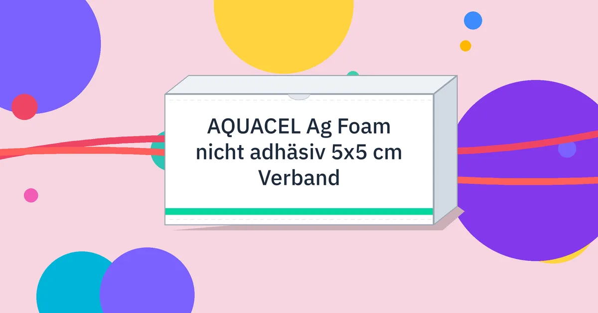 Symbolbild: Packung mit der Aufschrift AQUACEL Ag Foam nicht adhäsiv 5x5 cm Verband (PZN 20388354) – Verfügbarkeit und Bezug in Apotheken in Frankfurt am Main