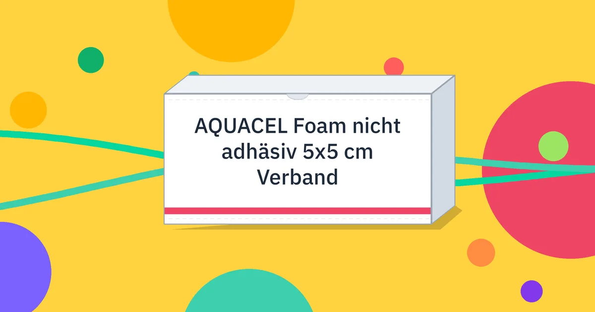 Symbolbild: Packung mit der Aufschrift AQUACEL Foam nicht adhäsiv 5x5 cm Verband (PZN 19727029) – Verfügbarkeit und Bezug in Apotheken in Frankfurt am Main
