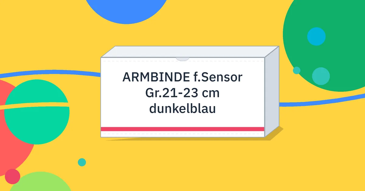 Symbolbild: Packung mit der Aufschrift ARMBINDE f.Sensor Gr.21-23 cm dunkelblau (PZN 11552820) – Verfügbarkeit und Bezug in Apotheken in Frankfurt am Main