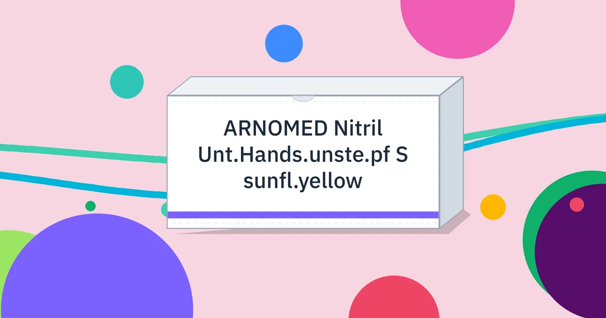 Symbolbild: Packung mit der Aufschrift ARNOMED Nitril Unt.Hands.unste.pf S sunfl.yellow (PZN 18137030) – Verfügbarkeit und Bezug in Apotheken in Frankfurt am Main