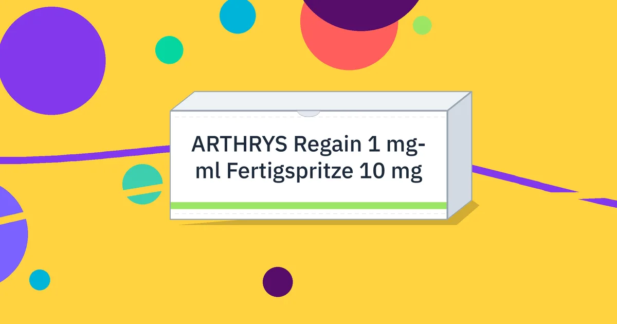 Symbolbild: Packung mit der Aufschrift ARTHRYS Regain 1 mg-ml Fertigspritze 10 mg (PZN 19366985) – Verfügbarkeit und Bezug in Apotheken in Frankfurt am Main