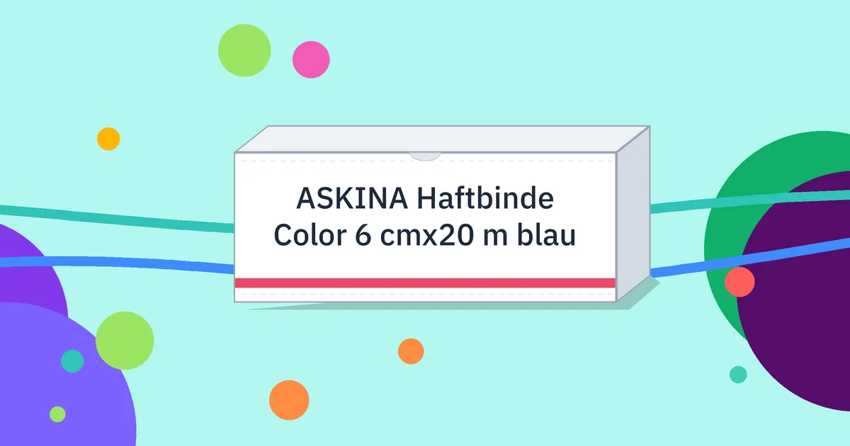 Symbolbild: Packung mit der Aufschrift ASKINA Haftbinde Color 6 cmx20 m blau (PZN 00882098) – Verfügbarkeit und Bezug in Apotheken in Frankfurt am Main