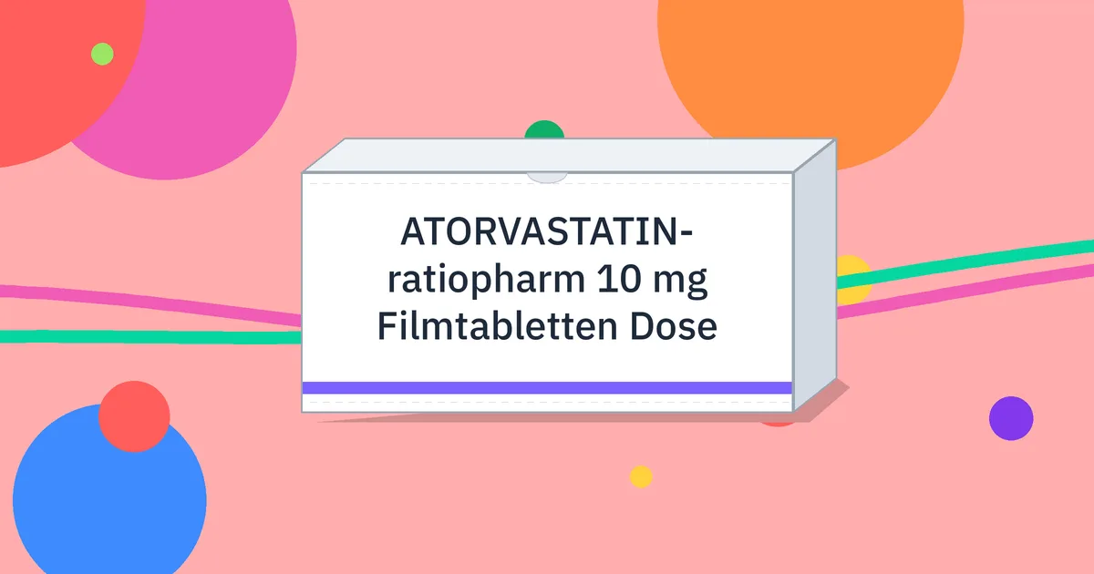 Symbolbild: Packung mit der Aufschrift ATORVASTATIN-ratiopharm 10 mg Filmtabletten Dose (PZN 19720211) – Verfügbarkeit und Bezug in Apotheken in Frankfurt am Main