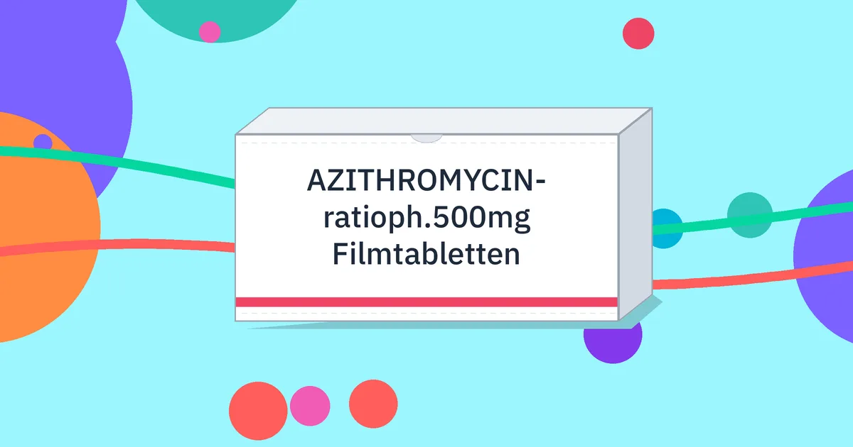 Symbolbild: Packung mit der Aufschrift AZITHROMYCIN-ratioph.500mg Filmtabletten (PZN 03738232) – Verfügbarkeit und Bezug in Apotheken in Frankfurt am Main
