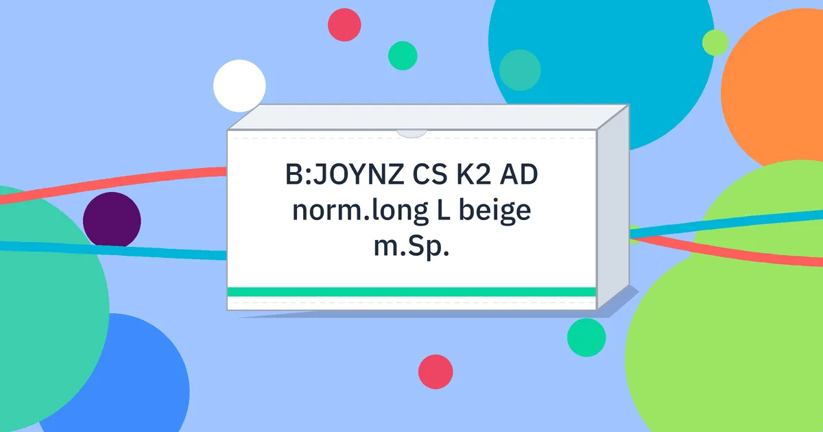 Symbolbild: Packung mit der Aufschrift B:JOYNZ CS K2 AD norm.long L beige m.Sp. (PZN 20528298) – Verfügbarkeit und Bezug in Apotheken in Frankfurt am Main