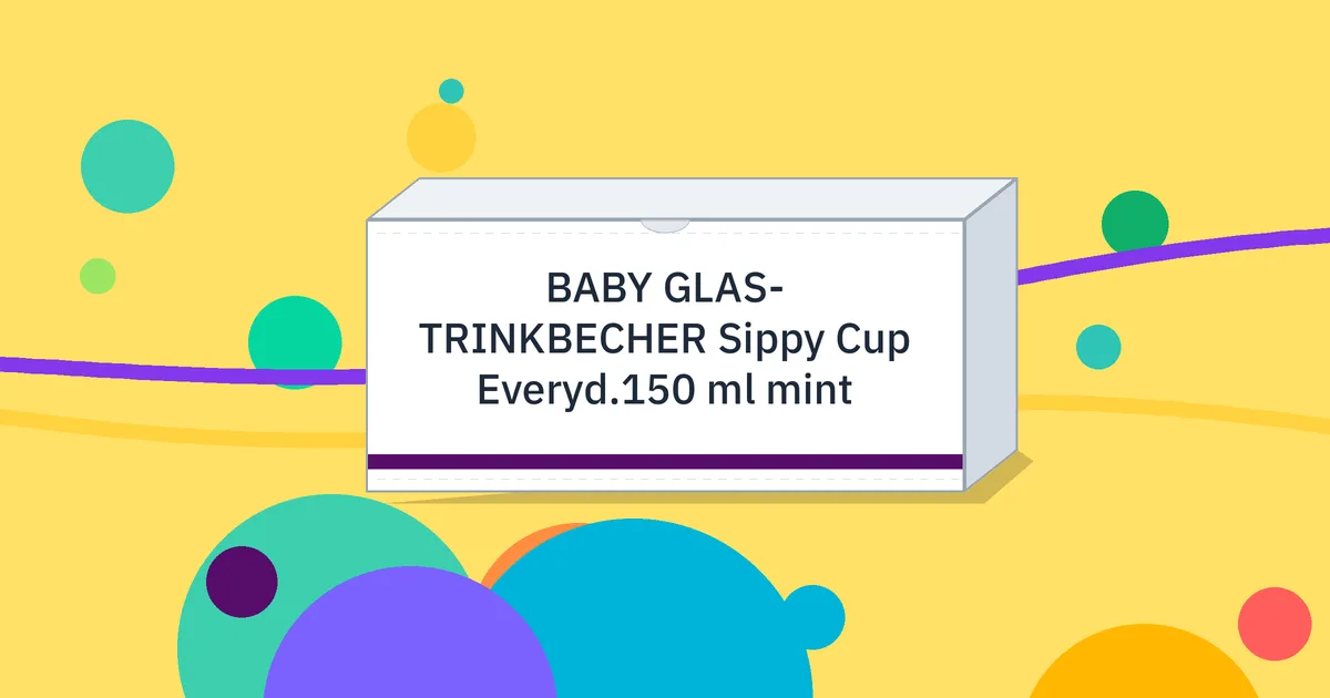 Symbolbild: Packung mit der Aufschrift BABY GLAS-TRINKBECHER Sippy Cup Everyd.150 ml mint (PZN 16652041) – Verfügbarkeit und Bezug in Apotheken in Frankfurt am Main