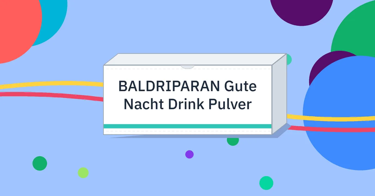 Symbolbild: Packung mit der Aufschrift BALDRIPARAN Gute Nacht Drink Pulver (PZN 20092398) – Verfügbarkeit und Bezug in Apotheken in Frankfurt am Main
