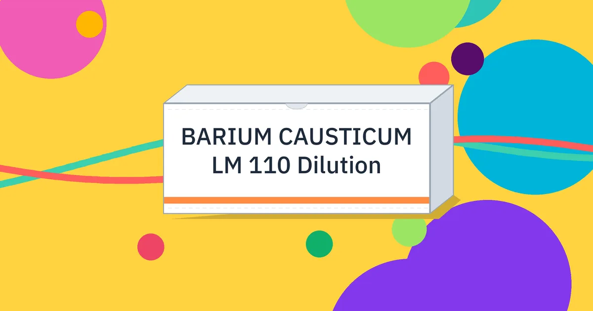 Symbolbild: Packung mit der Aufschrift BARIUM CAUSTICUM LM 110 Dilution (PZN 13377172) – Verfügbarkeit und Bezug in Apotheken in Frankfurt am Main