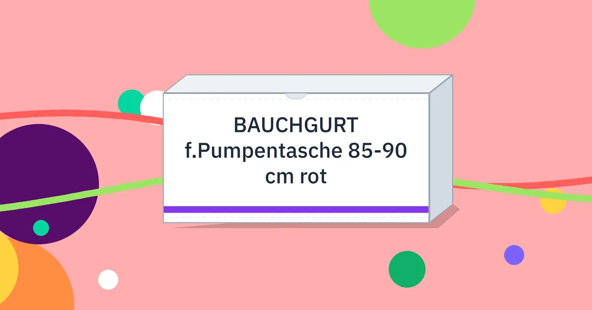 Symbolbild: Packung mit der Aufschrift BAUCHGURT f.Pumpentasche 85-90 cm rot (PZN 12461580) – Verfügbarkeit und Bezug in Apotheken in Frankfurt am Main