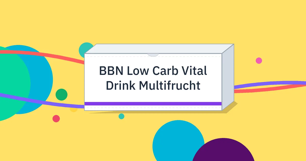 Symbolbild: Packung mit der Aufschrift BBN Low Carb Vital Drink Multifrucht (PZN 11374028) – Verfügbarkeit und Bezug in Apotheken in Frankfurt am Main