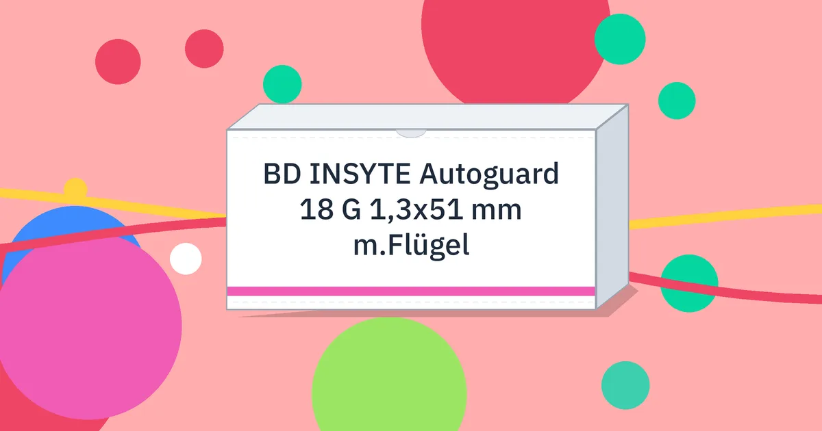 Symbolbild: Packung mit der Aufschrift BD INSYTE Autoguard 18 G 1,3x51 mm m.Flügel (PZN 01318738) – Verfügbarkeit und Bezug in Apotheken in Frankfurt am Main