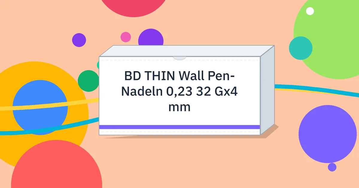 Symbolbild: Packung mit der Aufschrift BD THIN Wall Pen-Nadeln 0,23 32 Gx4 mm (PZN 13155307) – Verfügbarkeit und Bezug in Apotheken in Frankfurt am Main