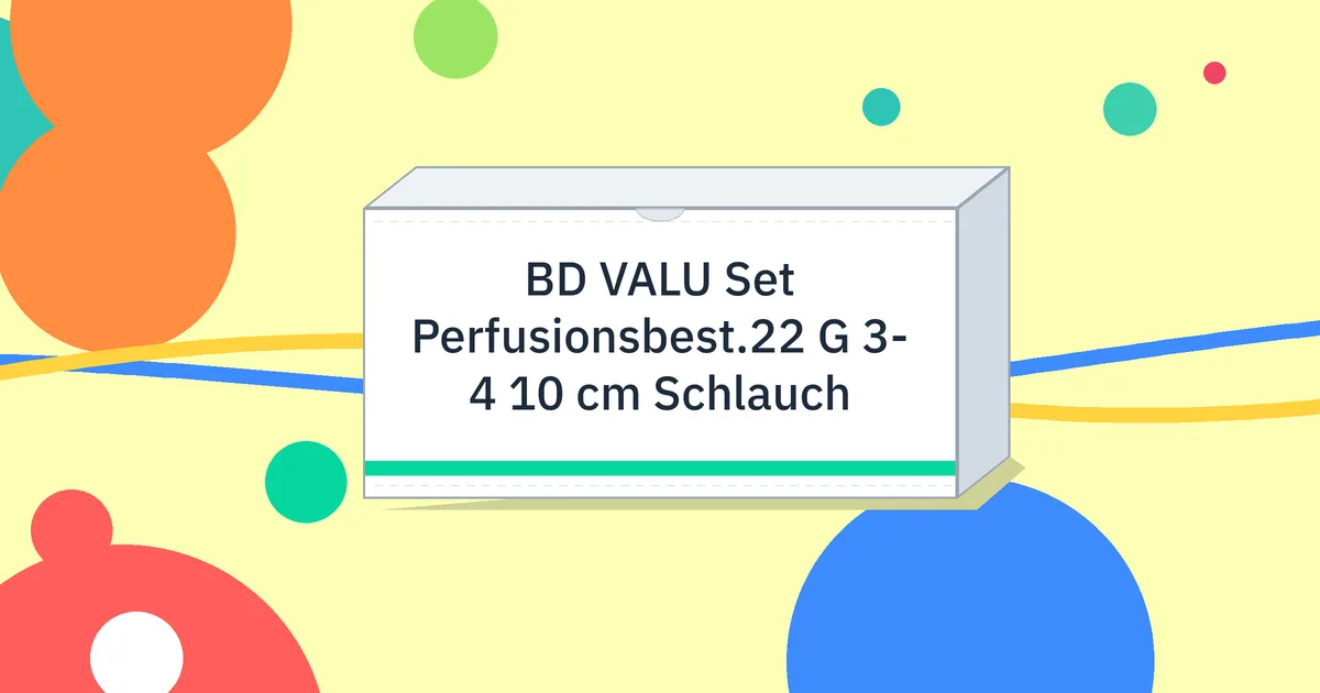 Symbolbild: Packung mit der Aufschrift BD VALU Set Perfusionsbest.22 G 3-4 10 cm Schlauch (PZN 00074932) – Verfügbarkeit und Bezug in Apotheken in Frankfurt am Main