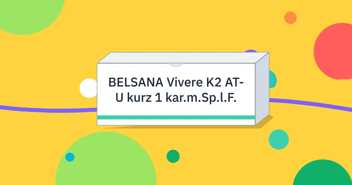 Symbolbild: Packung mit der Aufschrift BELSANA Vivere K2 AT-U kurz 1 kar.m.Sp.l.F. (PZN 08535404) – Verfügbarkeit und Bezug in Apotheken in Frankfurt am Main