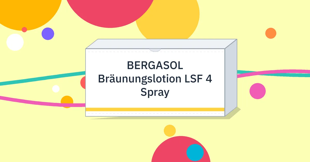 Symbolbild: Packung mit der Aufschrift BERGASOL Bräunungslotion LSF 4 Spray (PZN 01340703) – Verfügbarkeit und Bezug in Apotheken in Frankfurt am Main