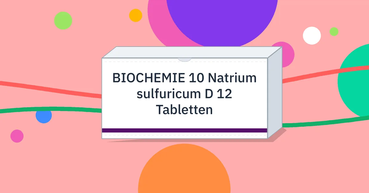 Symbolbild: Packung mit der Aufschrift BIOCHEMIE 10 Natrium sulfuricum D 12 Tabletten (PZN 04130828) – Verfügbarkeit und Bezug in Apotheken in Frankfurt am Main