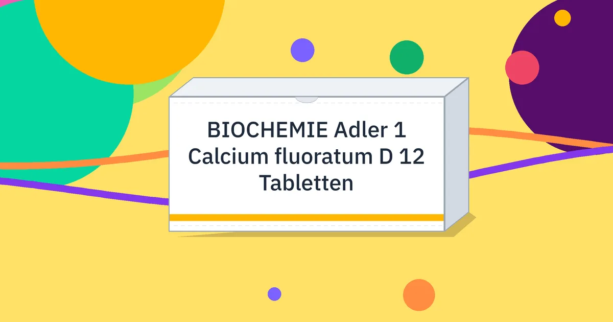 Symbolbild: Packung mit der Aufschrift BIOCHEMIE Adler 1 Calcium fluoratum D 12 Tabletten (PZN 02726698) – Verfügbarkeit und Bezug in Apotheken in Frankfurt am Main