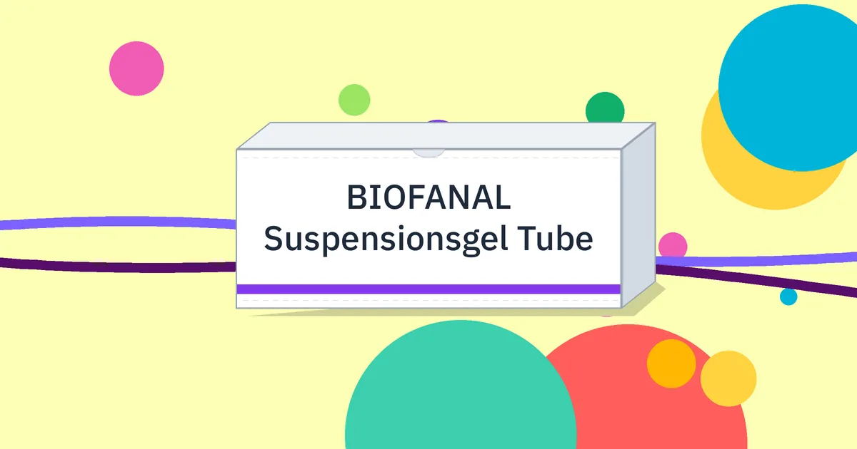 Symbolbild: Packung mit der Aufschrift BIOFANAL Suspensionsgel Tube (PZN 02208934) – Verfügbarkeit und Bezug in Apotheken in Frankfurt am Main